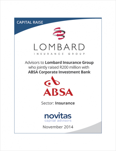 Lombard Insurance Group & ABSA Corporate Investment Bank - Novitas